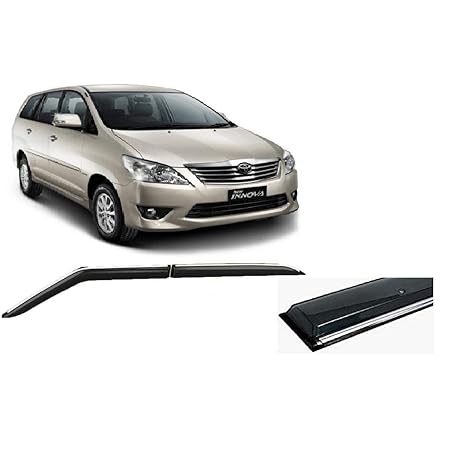 Empica Plastic Window Door Visor Rain Guard Side Wind Deflector Chrome ...