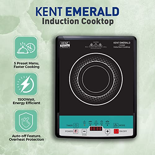 KENT Emerald Induction Cooktop 1500W | Faster Cooking with 5 Preset ...