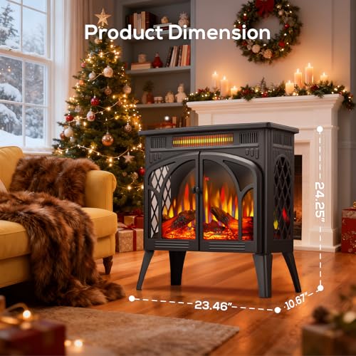 ZAFRO 24" Freestanding Electric Fireplace Stove with Remote Control ...