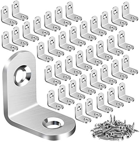 40PCS L Bracket Corner Brace, Stainless Steel L Brackets for Shelves ...