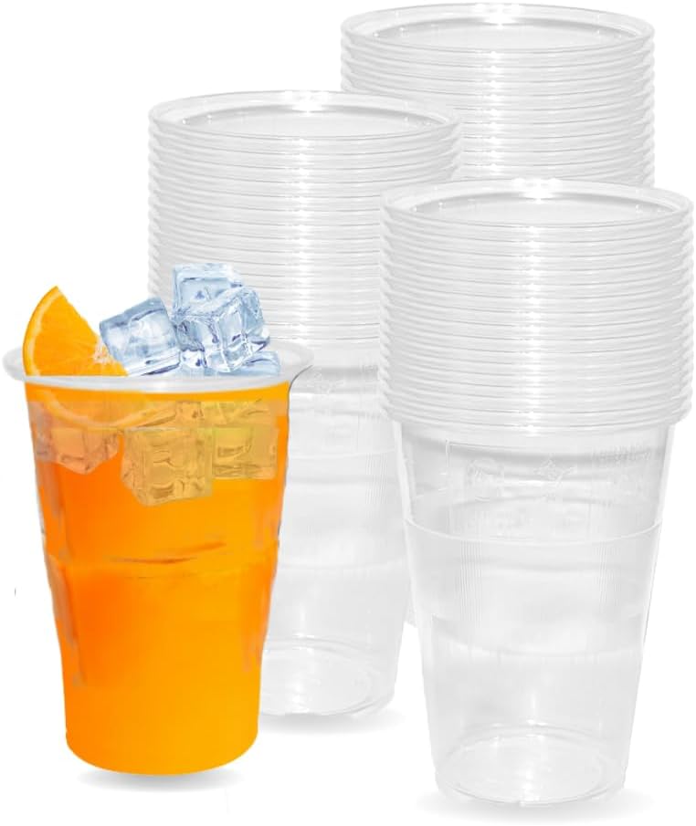 HPremium Half Pint Plastic Cups - 50 Pack, 300ml Disposable Cups for ...