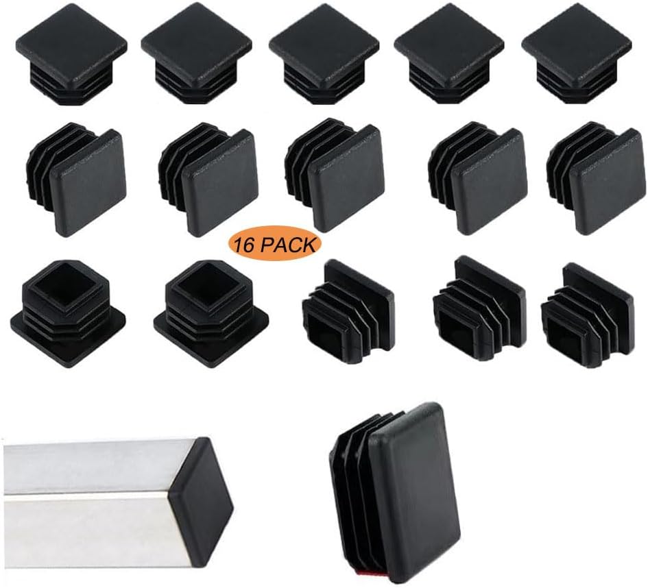 16 Pack Square Plastic Plugs, 1" Inch Insert End Caps for Square Tubing ...