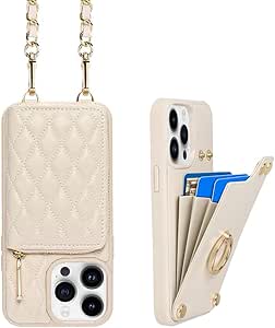 Amazon.com: LAMEEKU Leather Wallet Case for iPhone 14 Pro Max, 360°Rotation Ring Kickstand ...