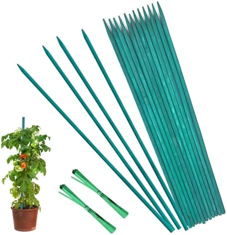 Plant Support Sticks, 30cm Green Plant Stakes, 12 inch Green Bamboo ...