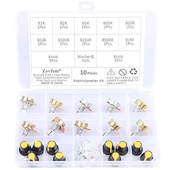 Amazon.com: 電位器套件 B1K B2K B5K B10K B20K B50K B100K B250K B500K B1M Ohm ...