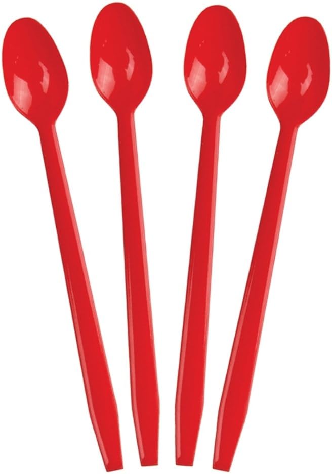 Amazon.com: Red Soda Spoons, Disposable Plastic Party Spoons Great For ...