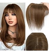 Amazon.com : Hair Toppers for Women Real Human Hair, 3D Cover Clip in Bangs Realistic Scalp Line ...
