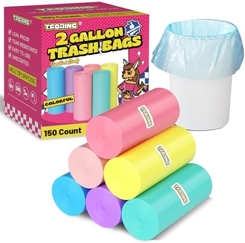 Amazon.com: T.FORING Small Trash Bags 4 Gallon - 150 Count Small Garbage Bags fit 15 Liter Bins ...