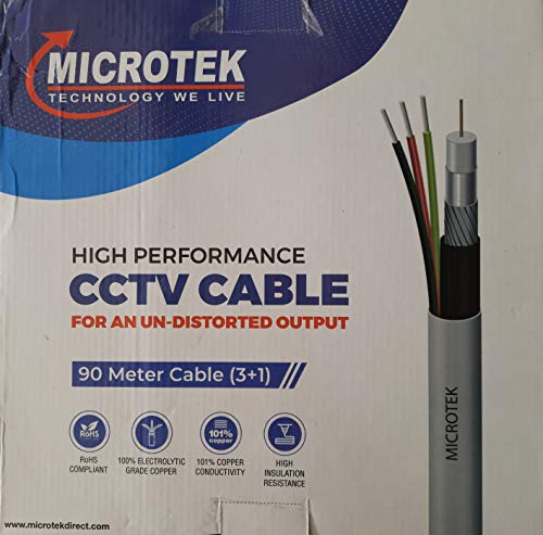 MICROTEK 3+1 CCTV Copper Camera Cable Role (White) : Amazon.in ...