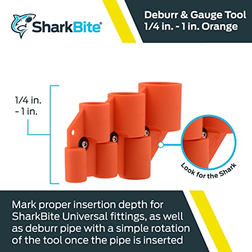 SharkBite 1/4 Inch to 1 Inch Depth Gauge and Pipe Deburring Tool ...