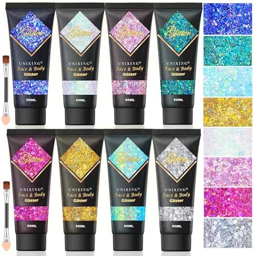 Amazon.com : 9 Pack Body Glitter Gel, Mermaid Sequin Chunky Glitter ...