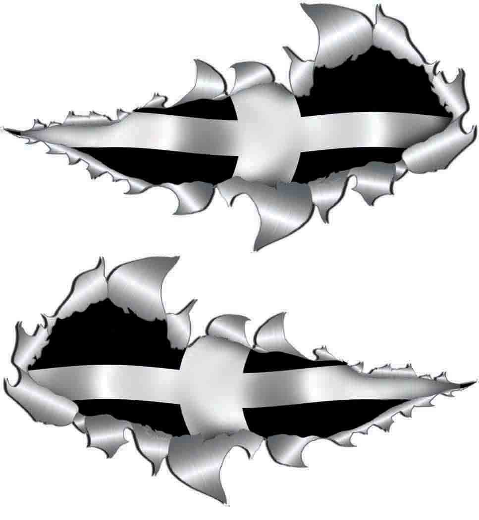 Medium Size Cornish Flag Metal Rip Open Sticker : Amazon.co.uk: Home ...