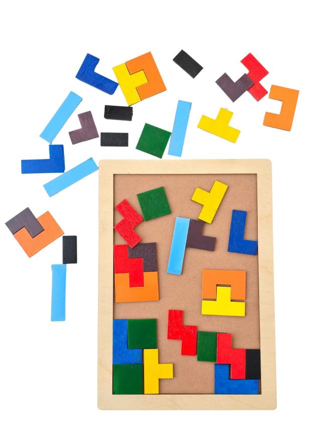 PARIBEE - Kids Wooden Blocks | Tetris Puzzle | Wood Intelligence Brain ...