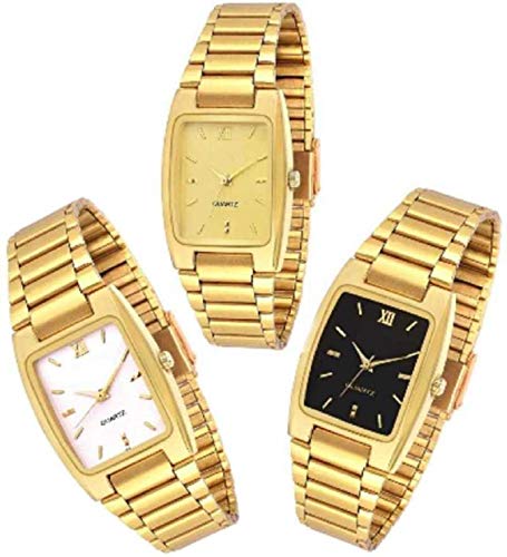 sba prime Analogue Square Watch for Women & Girls Pack 3 - (White,Gold ...