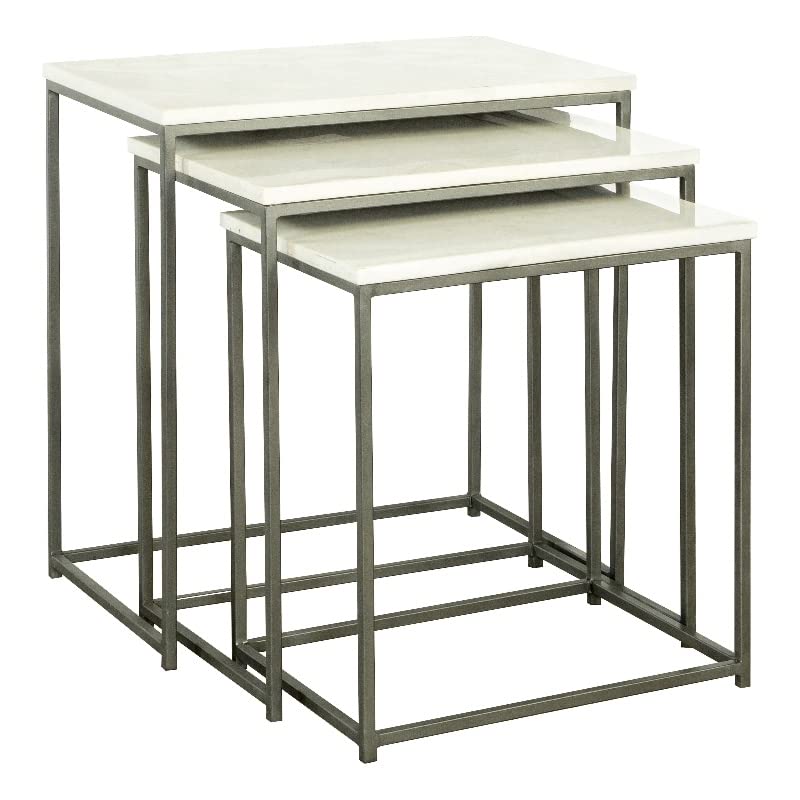 Coaster Home Furnishings Caine Nesting Table, White and Gunmetal