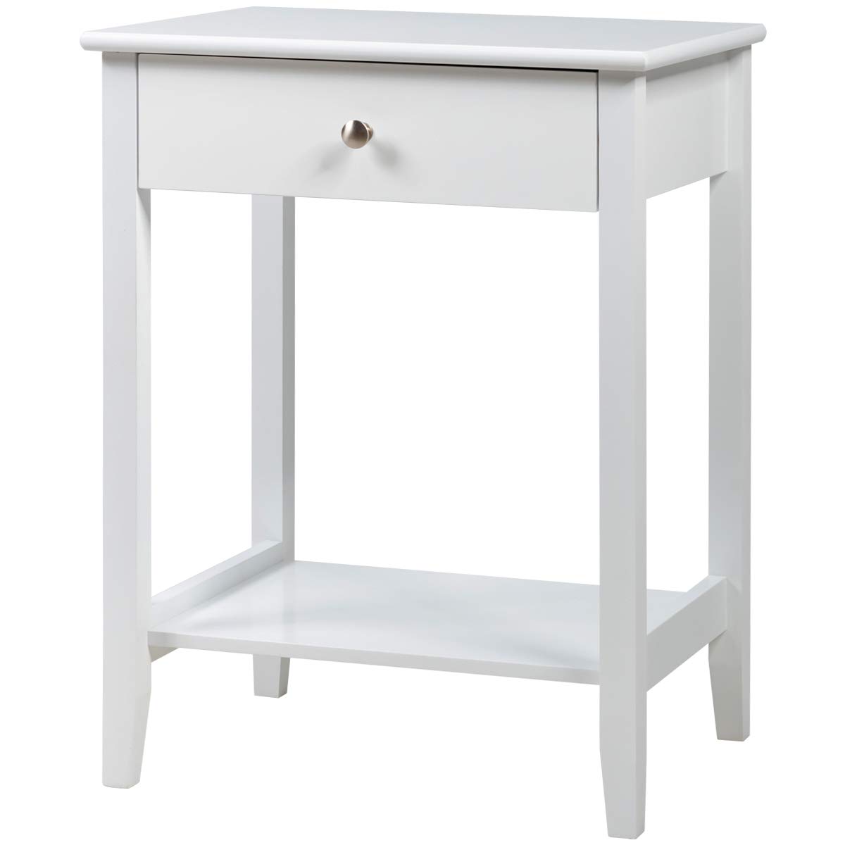 COSTWAY Bedside Table, Compact Nightstand End Sofa Side Table with ...