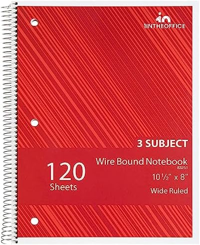 Amazon.com : 1InTheOffice Spiral Notebook Wide Ruled 10.5 x 8, 1 ...
