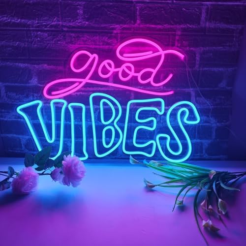 Amazon.com : HOHOSIGN Good Vibes Neon Sign for Wall Decor, Good Vibes ...