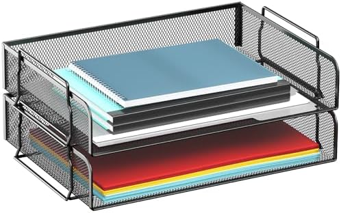 Amazon.com: 1InTheHome Stackable Side Load Letter Tray, Silver Wire ...