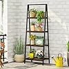 Amazon.com: Homeiju 4-Tier Leaning Ladder Bookshelf, Rustic and Wood ...