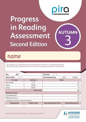 PiRA Test 3, Autumn Pack 10 - 2ED (Progress in Reading Assessment ...