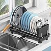 LIONONLY Small Dish Drainer with Drip Tray,Compact Dish Drying Rack for ...