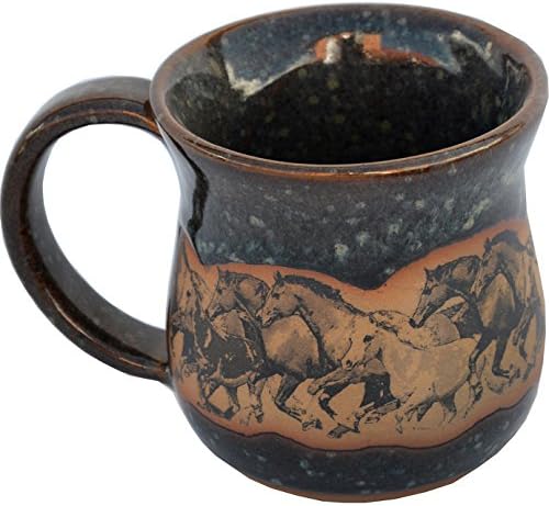 Amazon.com: ALWAYS AZUL POTTERY Wild Horses Mug in Seamist Glaze ...