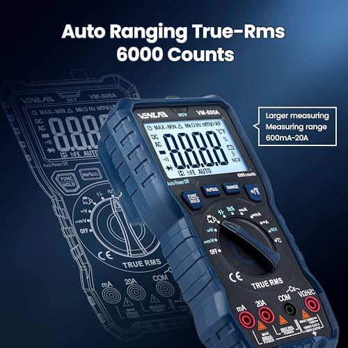VENLAB Digital Multimeter, TRMS 6000 Counts Auto-Ranging, DC AC Volt ...