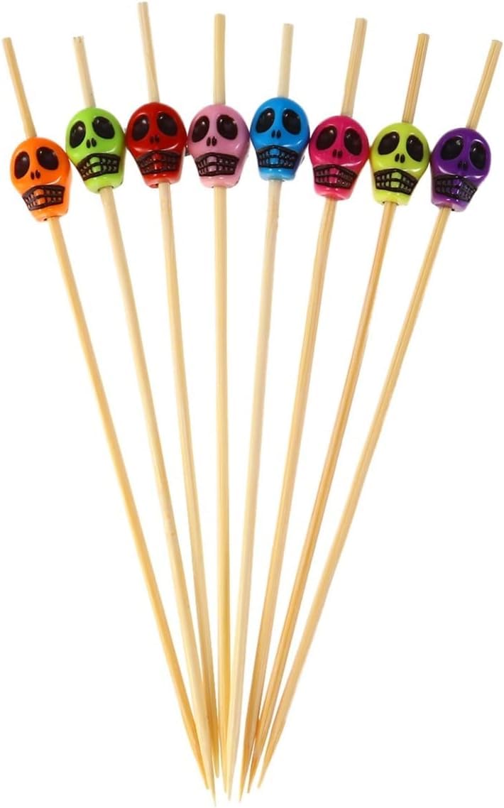 Amazon | Desirable カクテルピック カクテルピン フルーツピック ケーキトッパー ピック 菓子 果物 飾り パーティー用 約100本セット (ドクロ) | Desirable ...