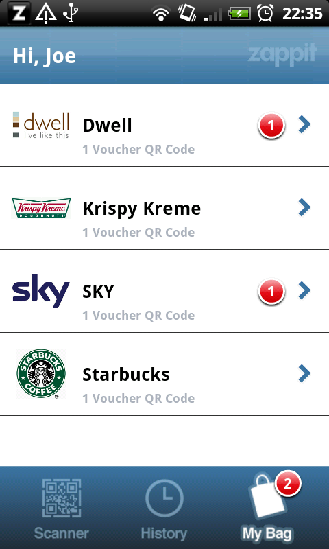 Aplicación zappit en Amazon Appstore
