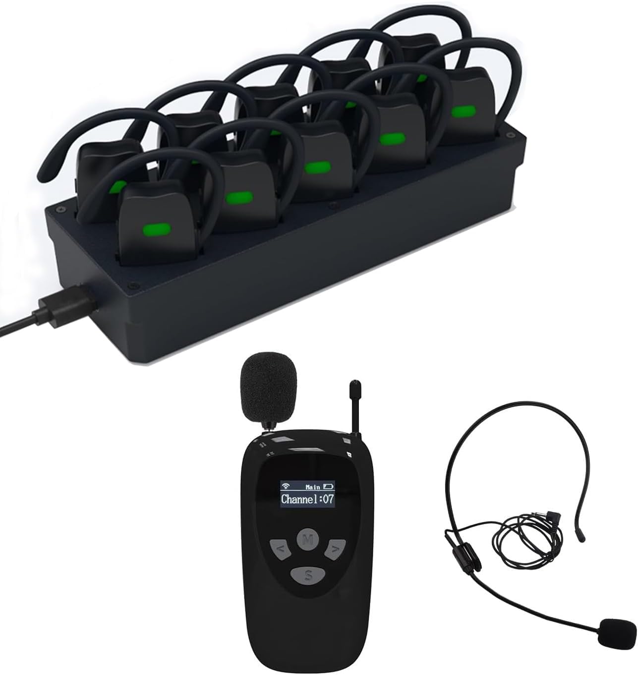 Amazon.com: PANDAAR Wireless Tour Guide System,1 Transmitter 10 ...