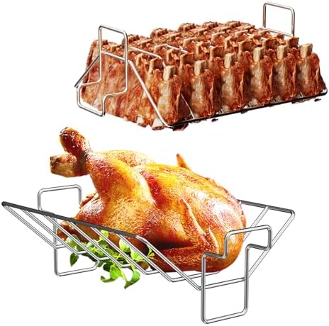 Amazon.com : BMMXBI Foldable 3-in-1 Chicken Leg Rib Rack for Grill ...