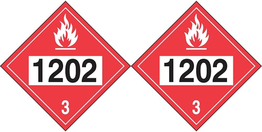 Accuform Hazard Class 3, 1202 (combustible diesel), vinilo adhesivo DOT ...