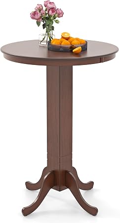 Amazon.com - COSTWAY Wood Pub Round Dining Table, 30 Inch Bar Height ...