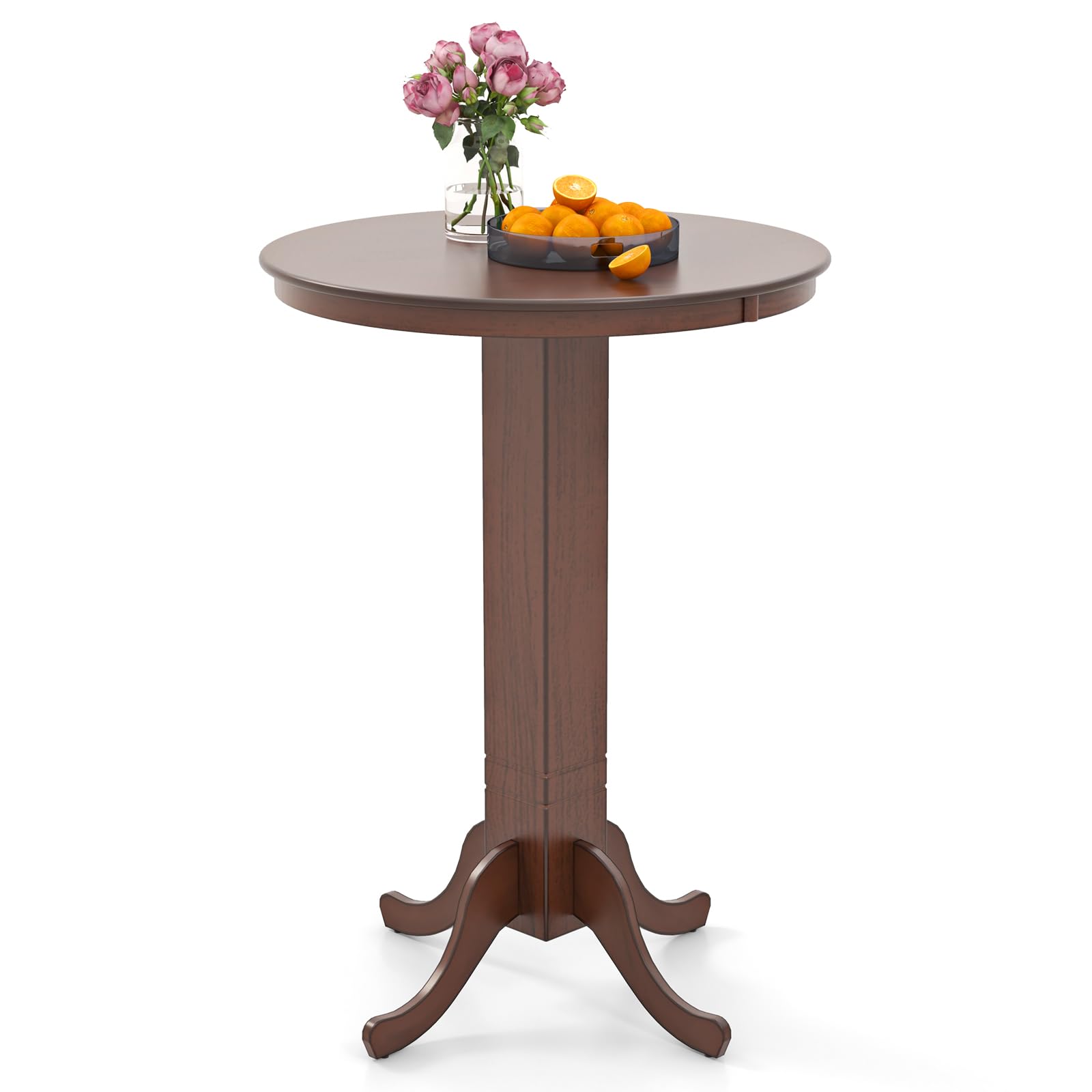 Amazon.com - COSTWAY Wood Pub Round Dining Table, 30 Inch Bar Height ...