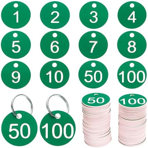 sourcing map Numbers Key Tags, 1-100 Plastic ID Hang Tag with Metal ...
