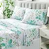 Amazon.com: FADFAY King Size Sheets 100% Cotton Teal Green Leaf Pattern ...