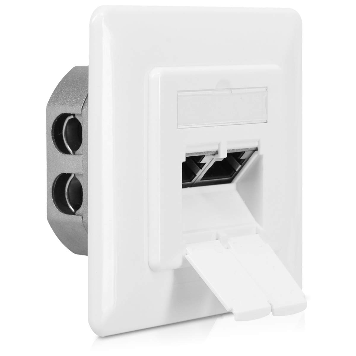 kwmobile Double RJ45 Socket - Cat 6A Ethernet White Flush Mounted ...