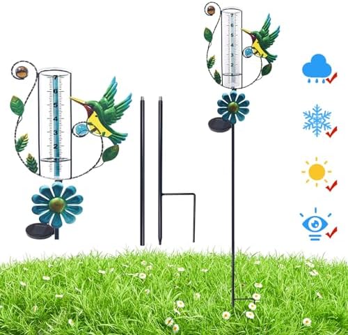 Amazon.com : Solar Rain Gauges with LED Light, 7" Freeze-Proof Rain ...