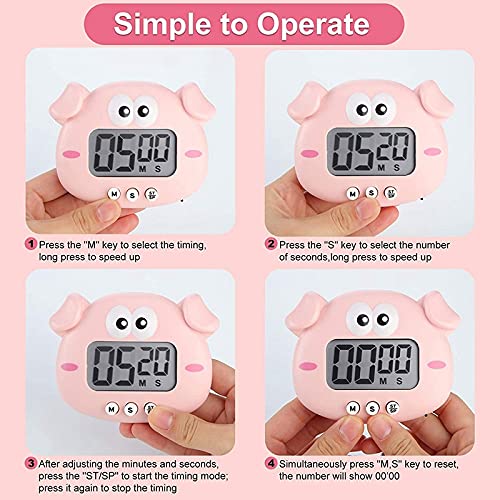 Jiaminye Kitchen Timer 2 Pieces, Cute Animal Countdown Timer, Digital ...