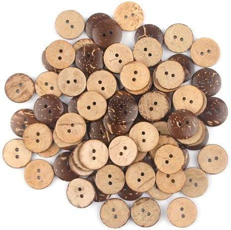 Amazon.com: Xindojuz 100 PCS Natural Coconut Shell Buttons, Sewing Buttons Wooden Buttons for ...