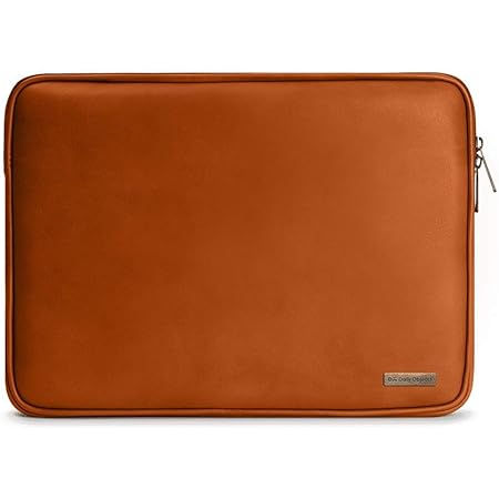 DailyObjects Zippered Sleeve for MacBook & Laptop 14 Inch | Solid Tan PU Leather Sleeves with ...