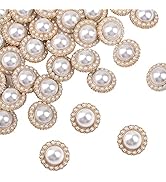 URROMA 30 Pcs Faux Pearl Buttons, Gold Retro Vintage Pearl Acrylic ...
