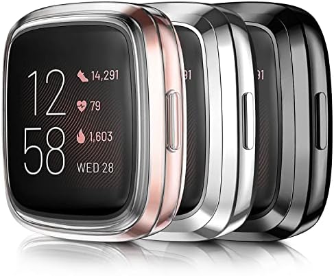 4 Pack Vancle Case Compatible with Fitbit Versa 2, Soft TPU All-Around ...