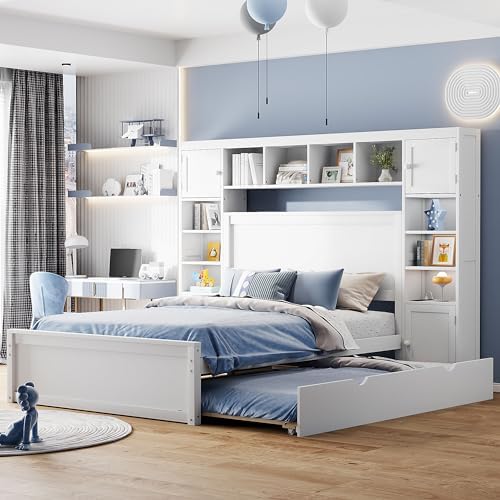 Amazon.com: Harper & Bright Designs Full Storage Bed with Bookcase ...