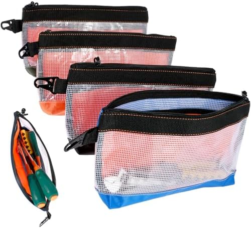 4Pcs 12" Clear Tool Pouch with Zipper, Waterproof Oxford Cloth Small ...