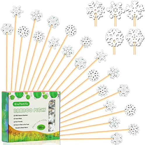 Amazon.com | 100Pcs 4.9" Snowflakes Cocktail Picks Food Toothpicks ...