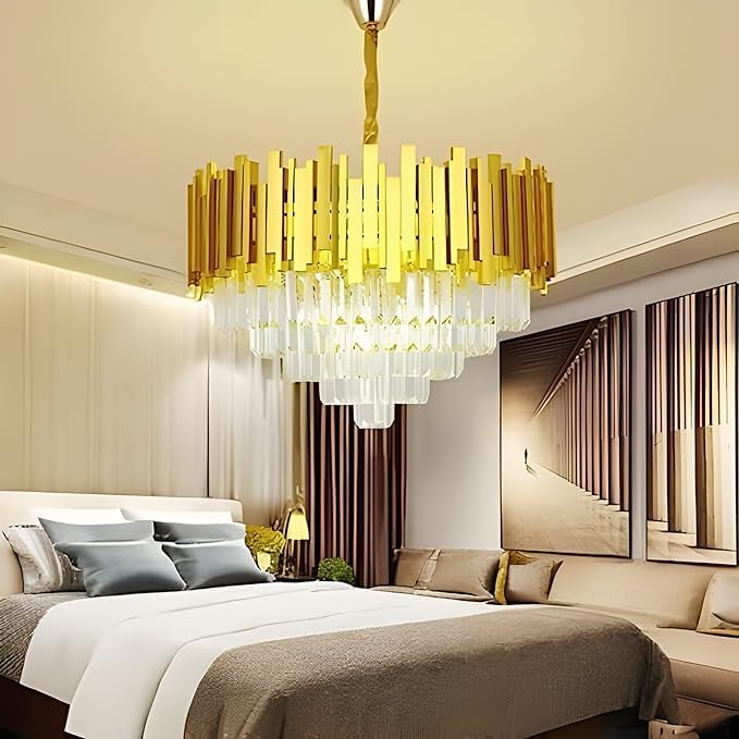 Buy BHAWANI Lights Luxury 400 MM Big Round Gold K11 Glass Crystal ...