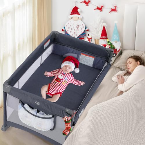 Dripex Pack and Play, 5 in 1 Baby Bassinet Bedside Sleeper, Baby ...