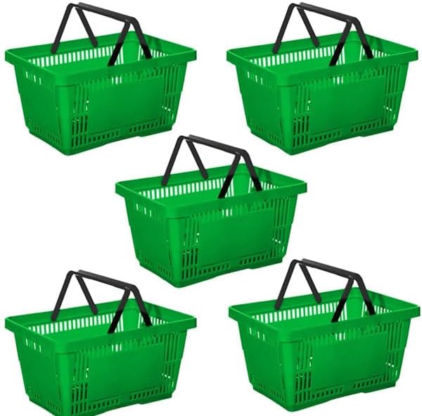 Retail Shop SUPERMARKETS 5 Tier Stacking Metal Baskets (GREEN 5 X ...